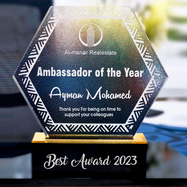 Marble Acrylic Trophies - Majestic Hexagon Trophy – Up Trend